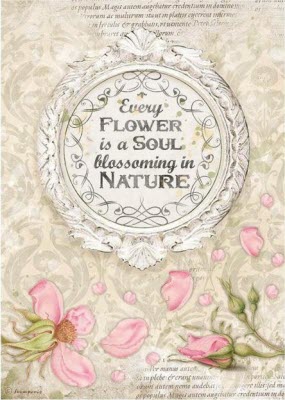 DFSA4670 Stamperia decoupage Rice Paper bloemen, tekst A4 Frame With ...