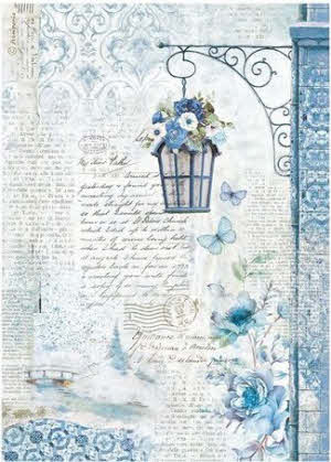 DFSA4785 Stamperia decoupage Rice Paper Blue Land lantern A4 | DFSA4785 ...